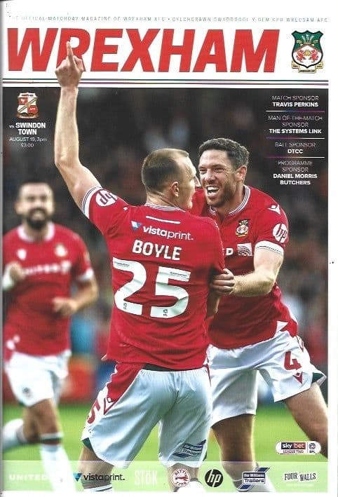 Wrexham v Swindon Town Official Matchday Programme 23/24 - 19th August 2023