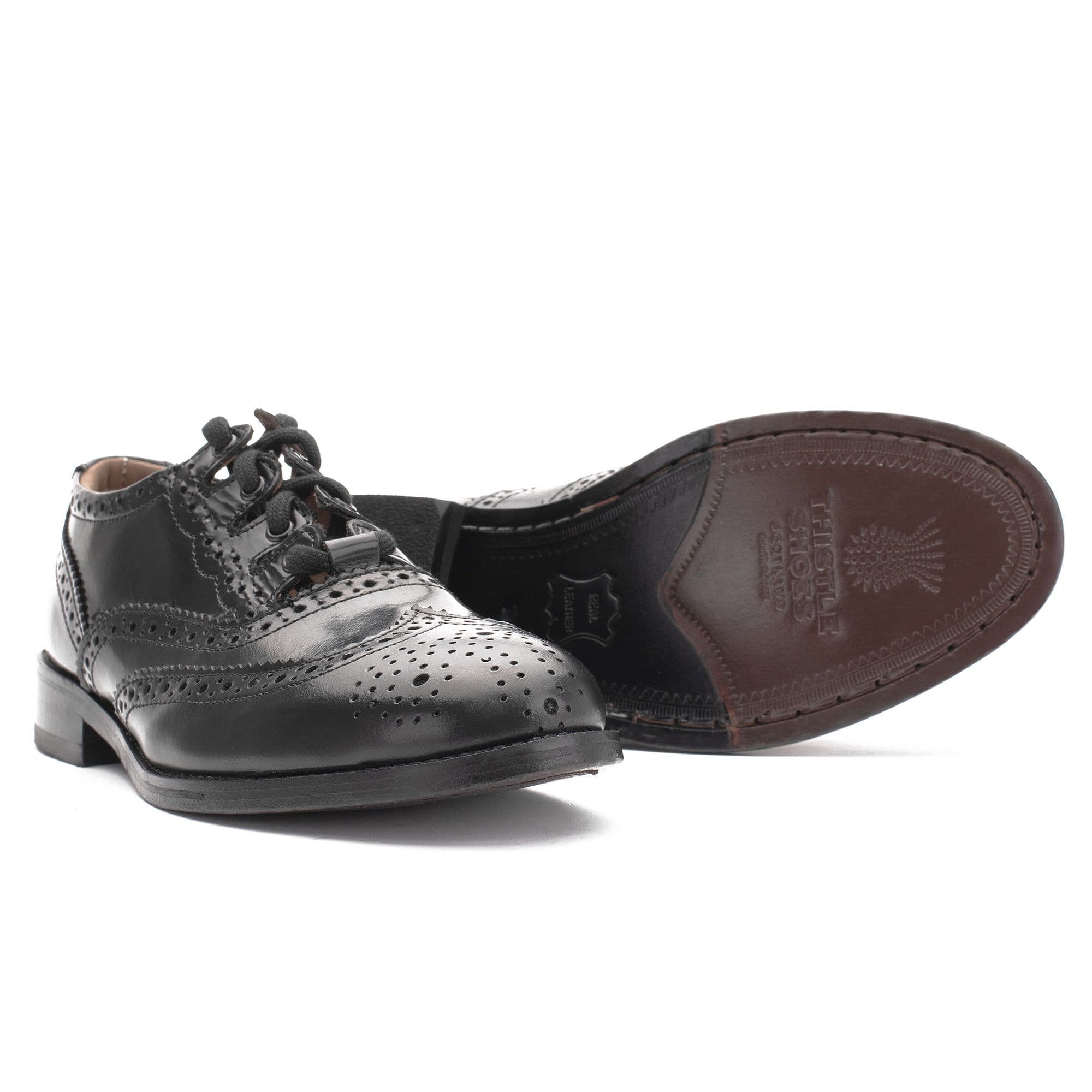 100 Leather Scottish Design Ghillie Brogue - Men & Women Black Kilt ...