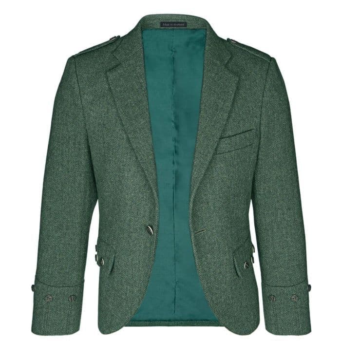 Estate Managers Green Shetland Tweed Argyll Kilt Jacket - Made to Order 100 Wool Scottish Made