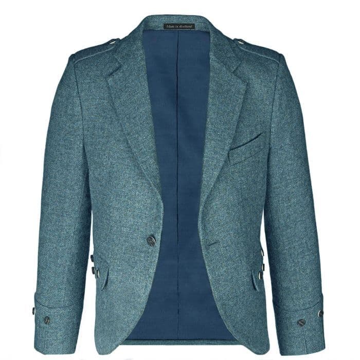 Fishermans Blue Shetland Tweed Argyll Kilt Jacket - Made to Order in 8 Weeks 100 Wool Scotland