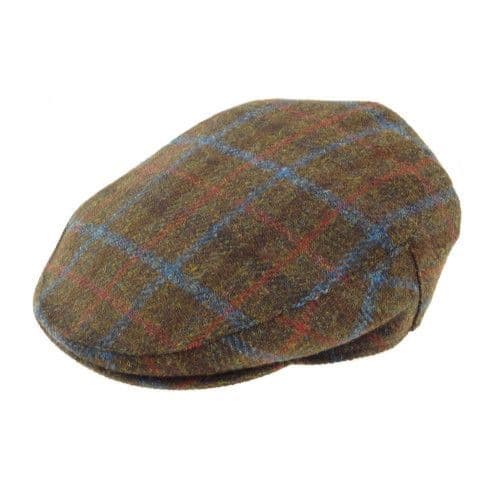 Gents Authentic Harris Tweed County Cap in Brown Check GH0495