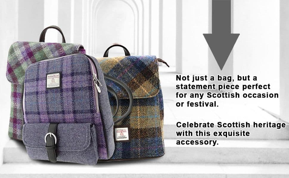 Harris Tweed MacLeod Tartan Mini Backpack - 100 Wool - Gift for Men ...