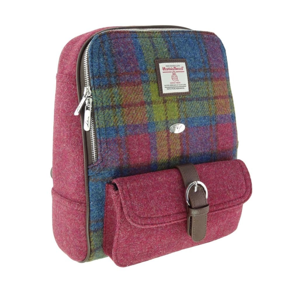 Harris Tweed Multi Colour Mini Backpack - 100 Wool - Gift for Men ...
