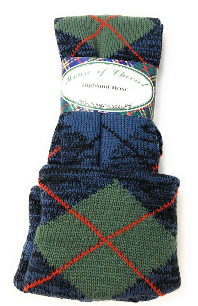 House of Cheviot Luxury Merino Wool Blend Pipe Band Kilt Hose Ancient Scott Made in Scotland