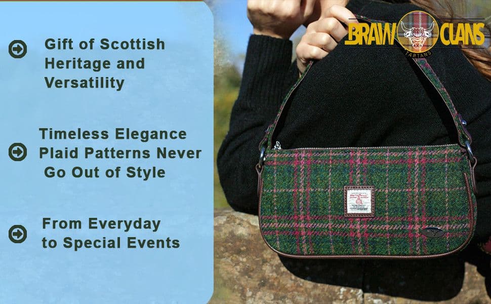 Ladies Harris Tweed Small Shoulder Bag with Tweed Strap in Mustard with ...