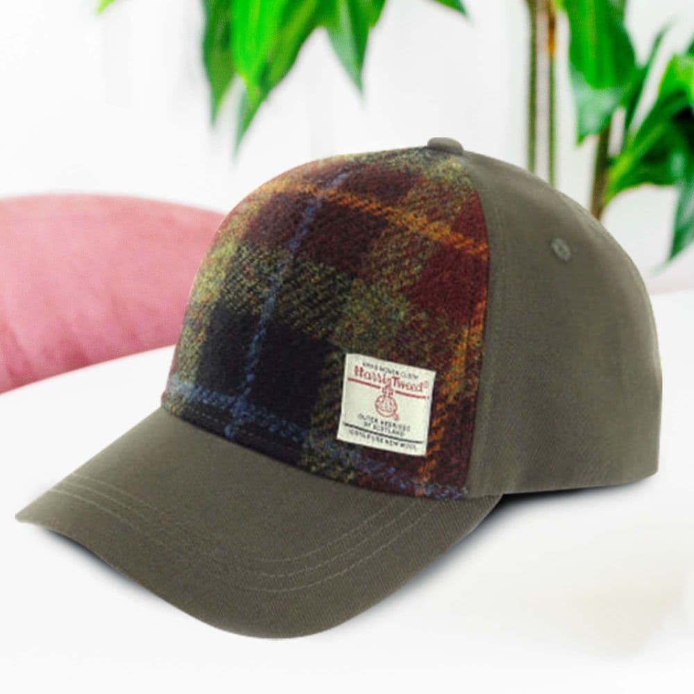 Men s Authentic Harris Tweed Baseball Cap in Rust Check BC1000-COL 59