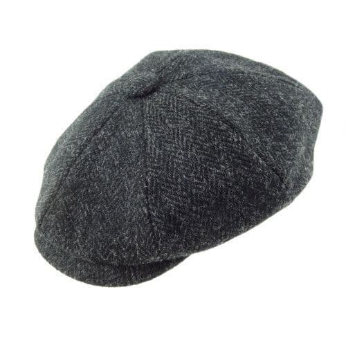 Men s Authentic Harris Tweed Shelby Cap in Charcoal Herringbone GH0460 ...