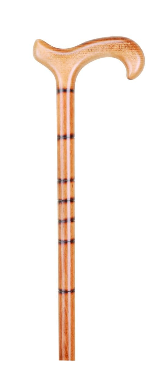 Men & Women Ringed Derby Handle Walking Stick 36" Beech Wood Metal ...