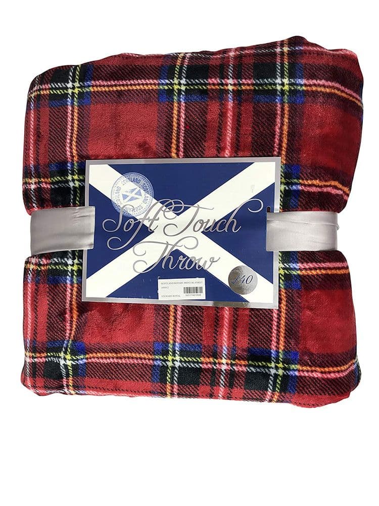 Scotland Royal Stewart Tartan Fleece Blanket - 225x150cm - Cosy Living ...