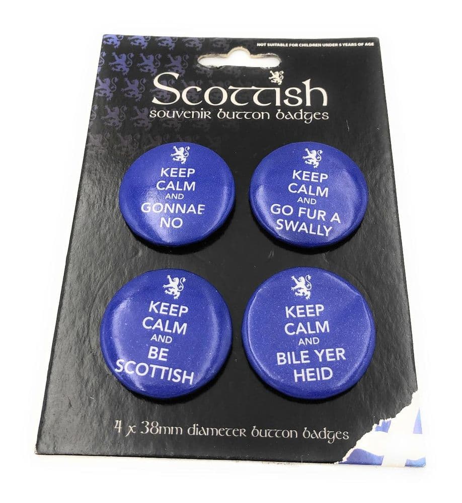 Scottish Souvenir Button Badges Keep Calm