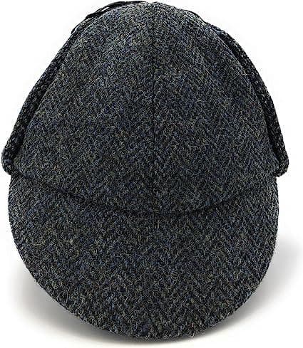Scottish Traditional Deerstalker Hat -Harris Tweed Autumn Dark Charcoal ...