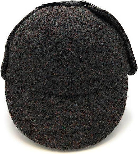 Scottish Traditional Deerstalker Hat - Harris Tweed Autumn Dark Mixed ...