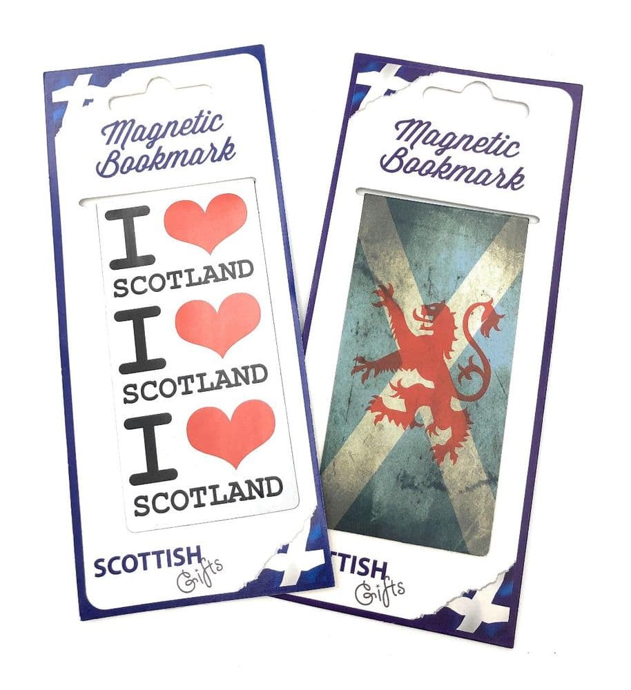 Set of Double sided Magnetic Bookmarks "I love Scotland"
