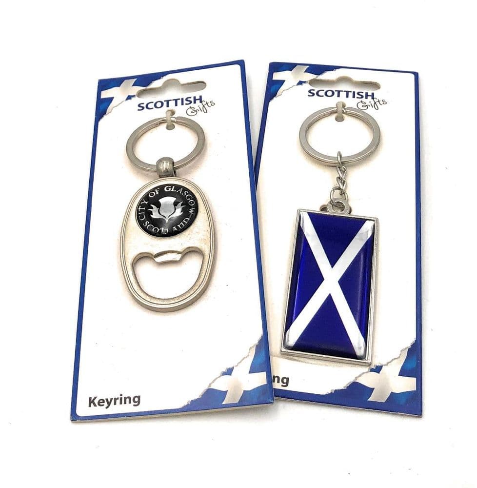 Set of Scottish Flag and City Of Glasgow Keyrings
