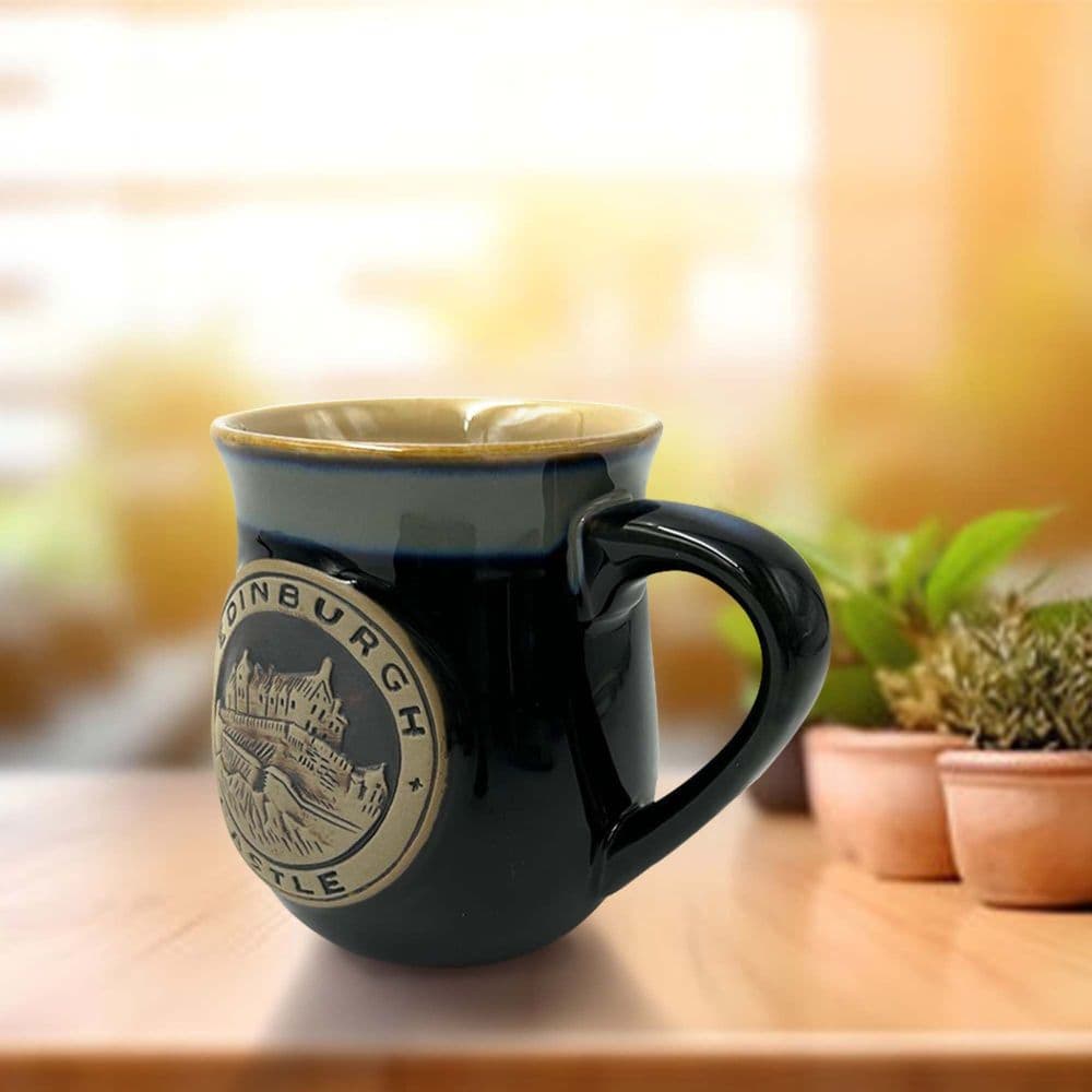 Stoneware Mug with Edinburgh Castle Black PT1004 - Gift Set of 1 2 & 4