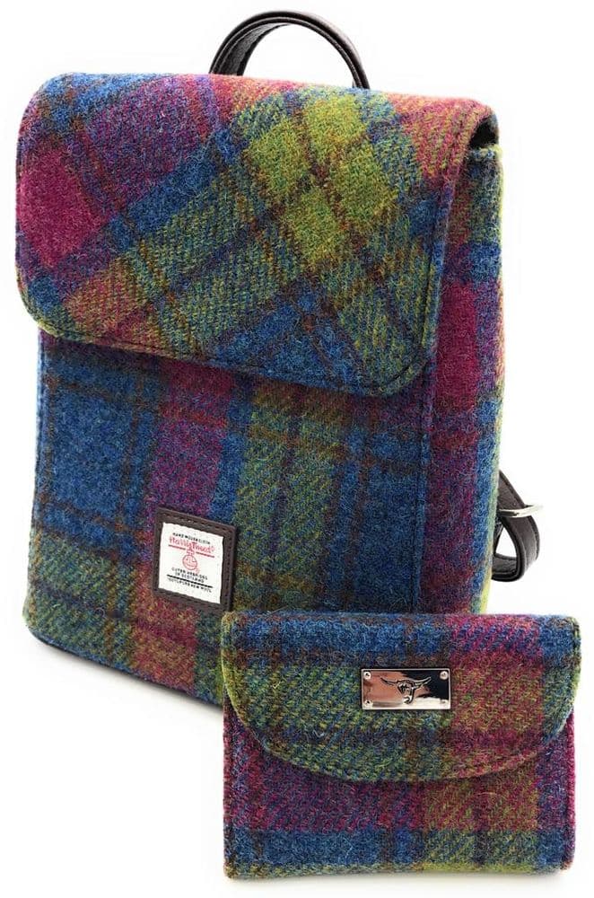 Women s Authentic Harris Tweed Fashionable Mini Backpack in Multi ...