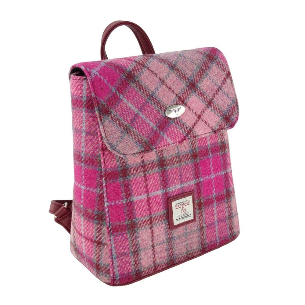 Women s Harris Tweed Mini Backpack in Vibrant Pink Buchanan - Made in ...