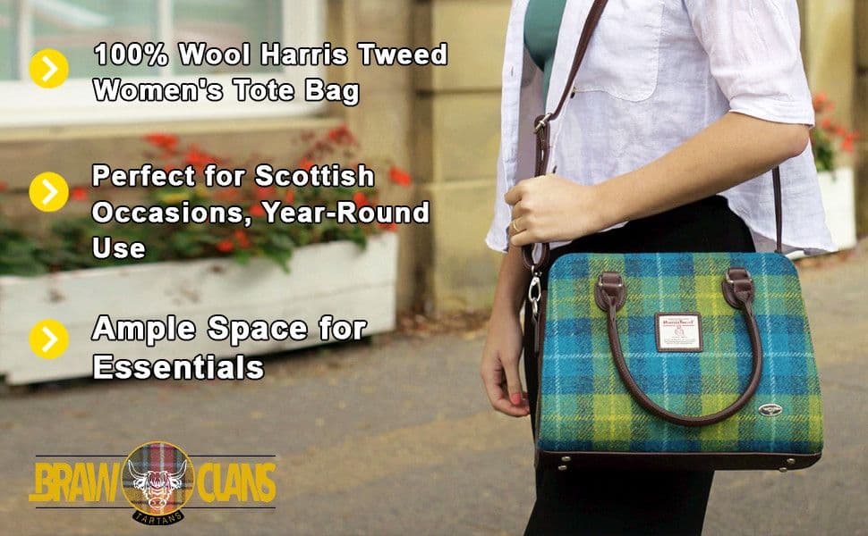 Women s Unique Luxury Harris Tweed Hand Bag in Grey with Rust Overcheck ...