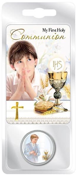First Holy Communion Card and Pocket Token for Boys | Heaven's Blessings