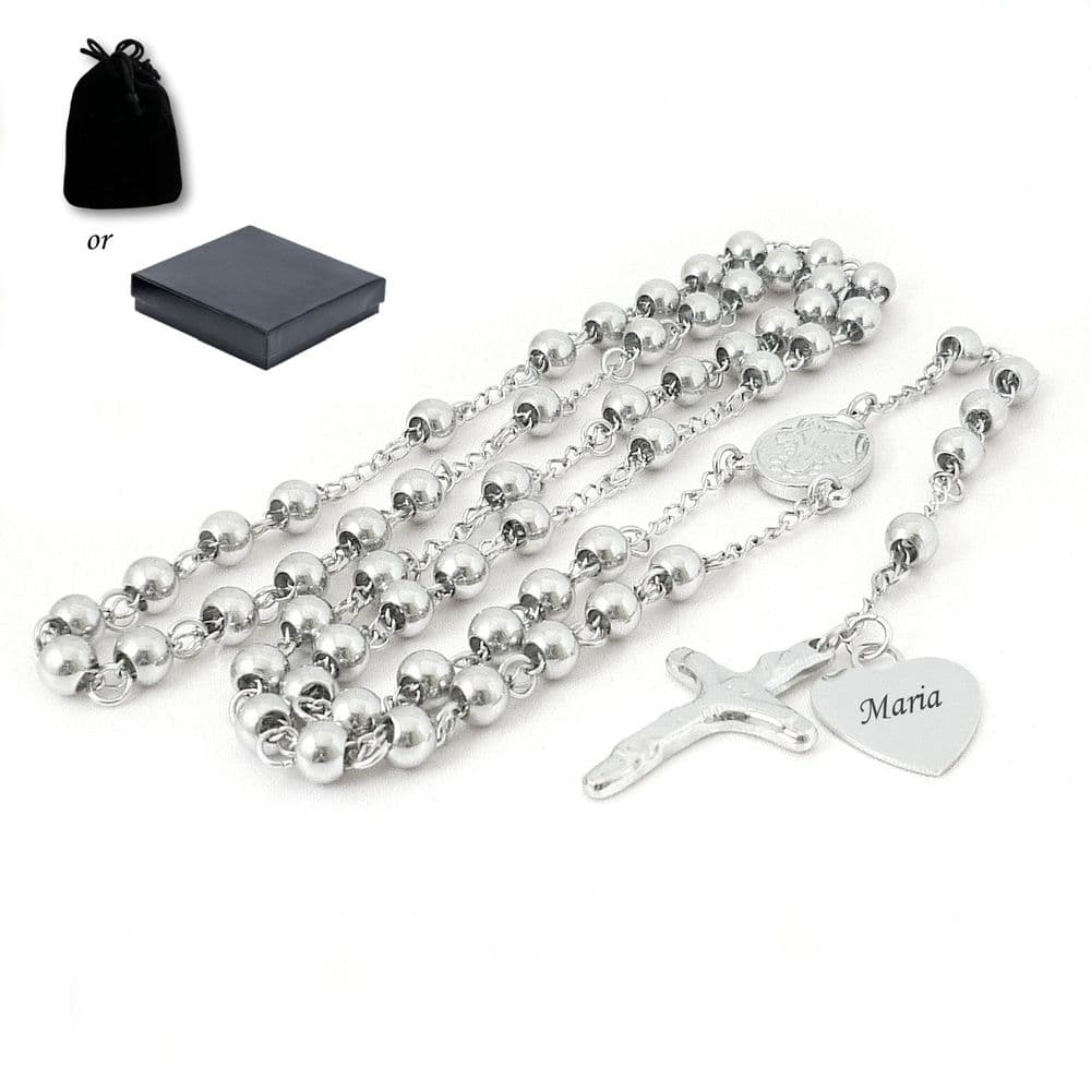 Personalised Rosary with Engraving and Stainless Steel Beads | Heaven's ...