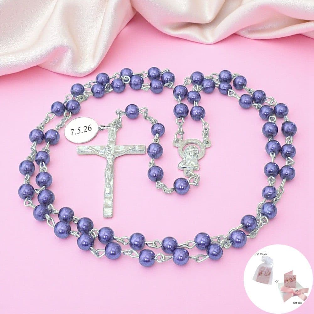 Personalised Rosary with Smaller Beads, Purp | Heaven's Blessings