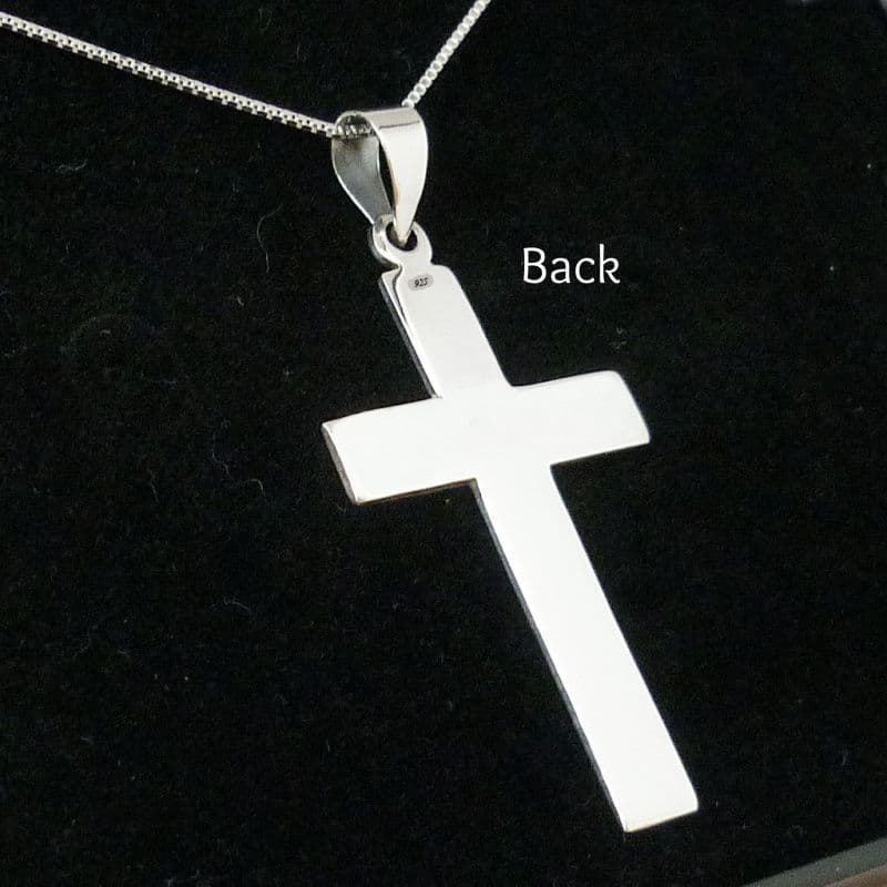 Solid Silver Cross with Engraving for Man or Boy | Heavens Blessings