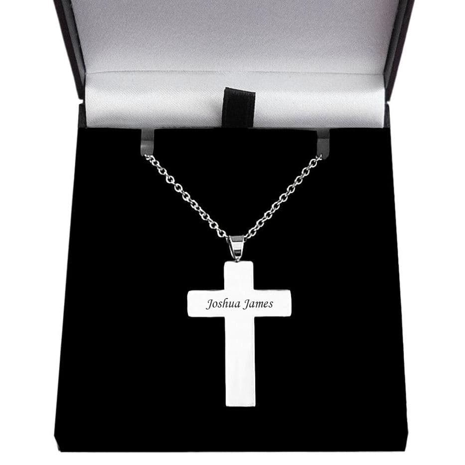 Stainless Steel Cross with Engraving for Man or Boy | Heavens Blessings