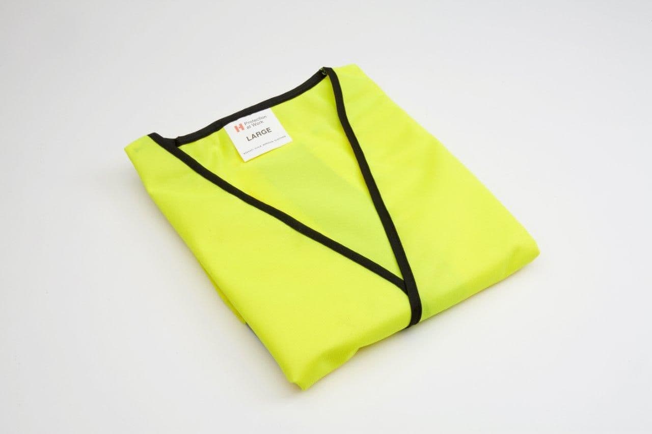 High visibility sleevless yellow vest