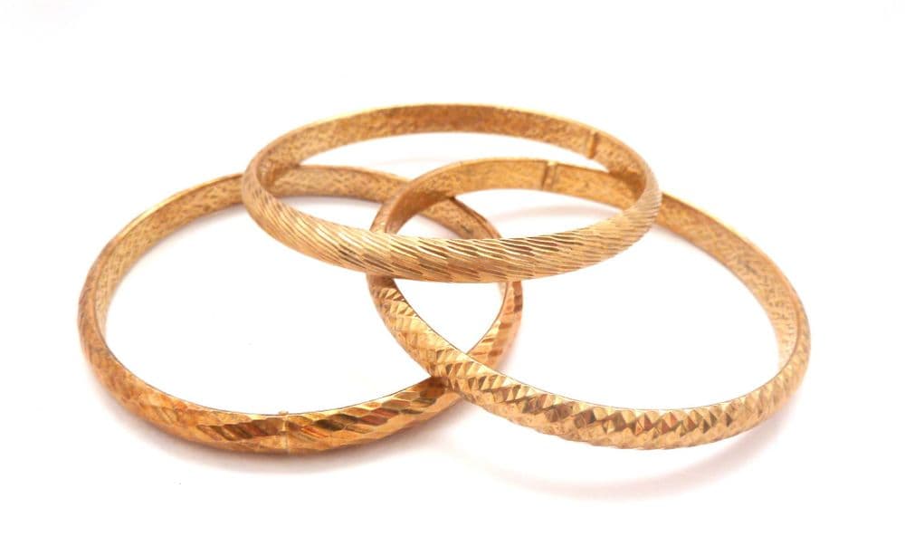 Three Gold Plated Sterling Silver Geometric Design Italian Made ...