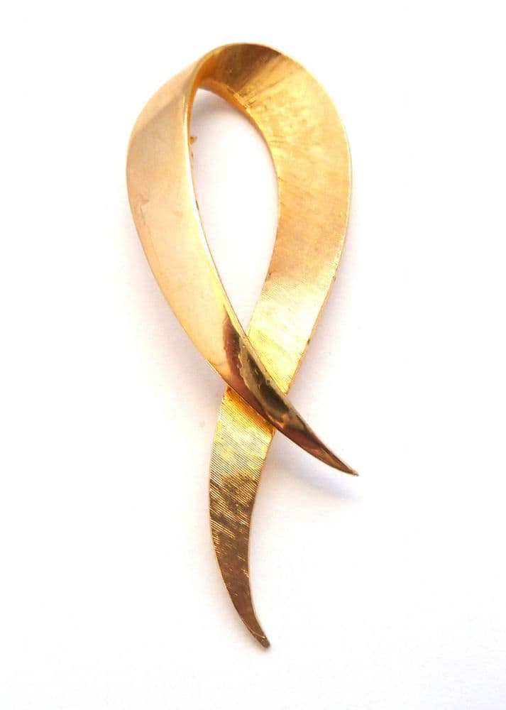 Vintage Abstract Curving Ribbon Design Retro Style Brooch By Sphinx