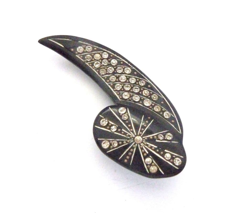 Vintage Art Deco Era Celluloid And Rhinestone Abstract Design Hat Flash ...