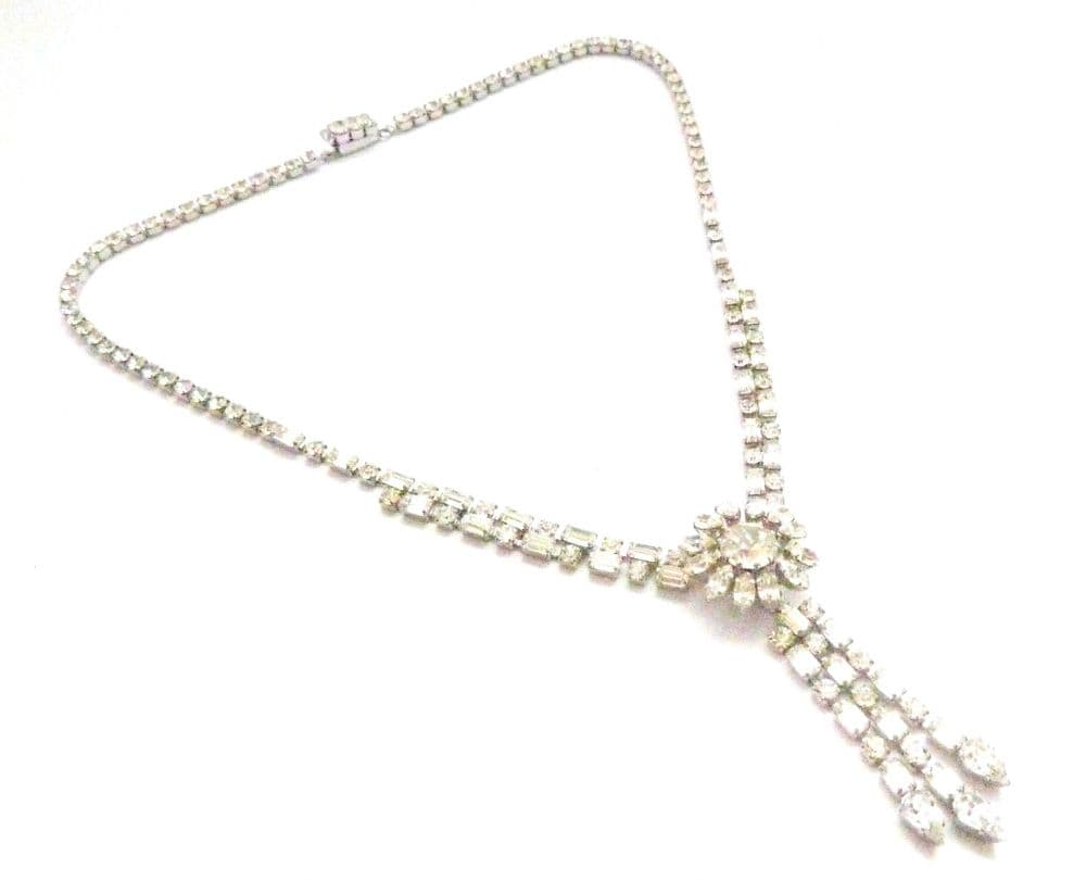 Vintage Austrian Design Rhinestone Set Floral Drop Style Choker ...