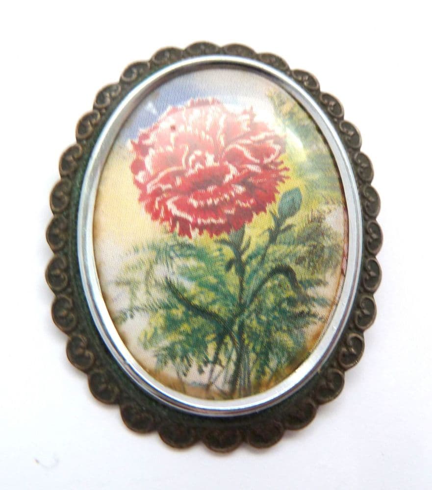 Vintage Carnation Flower Design Brooch By Thomas L Mott TLM