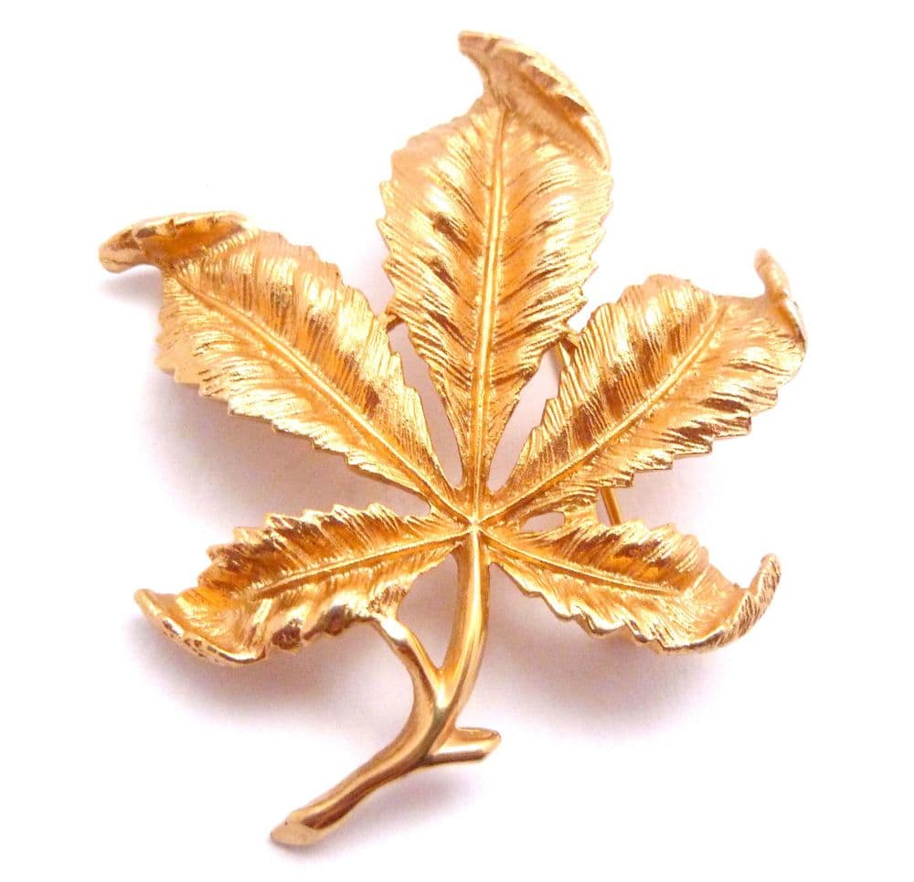 Vintage Large Maple Leaf Design Brooch By Sarah Coventry