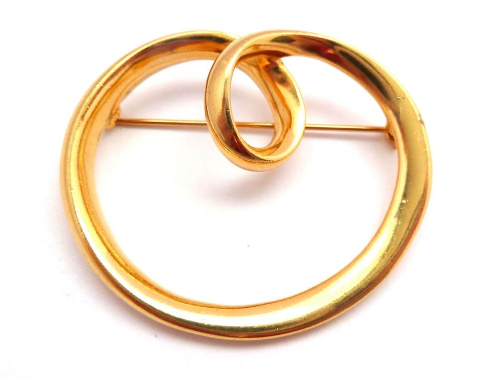 Vintage Large Modernist Geometric Twist Style Brooch By Napier