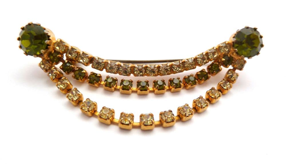 Vintage Large Rhinestone Set Draped Design Statement Brooch
