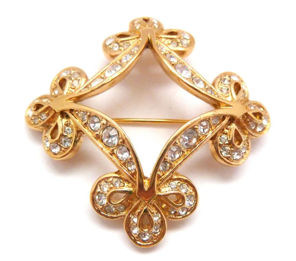 Vintage Large Rhinestone Set Statement Design Brooch By Attwood And Sawyer