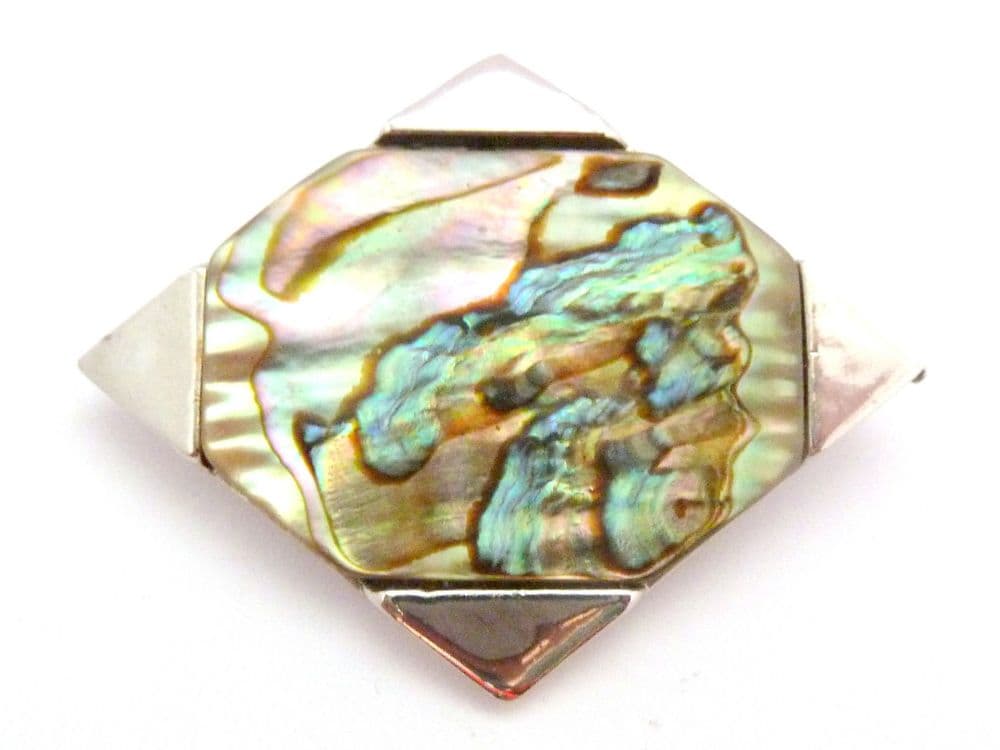 Vintage Modernist Style Abalone Shell Brooch By Exquisite