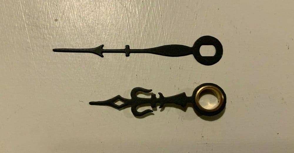 Replacement Black Quartz Carriage Clock Ornate Euroshaft Hands 39mm GO39B