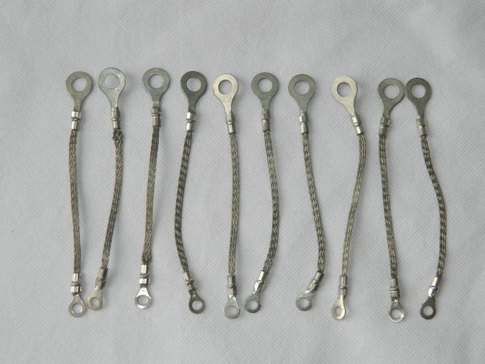 10 x 11cm Long Aircraft Bonding Leads With Lug Ends 1R8D