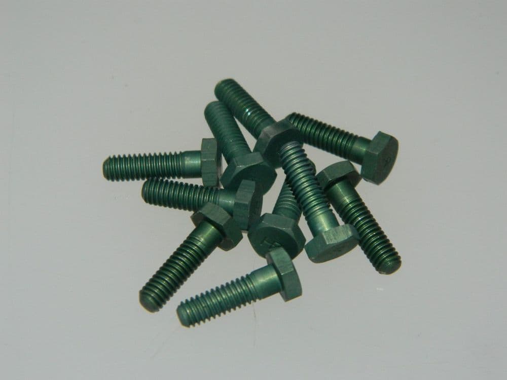 10 x 4BA Light Aluminium Alloy Green Hex Head Bolt Length 1/2" Part A61 ...