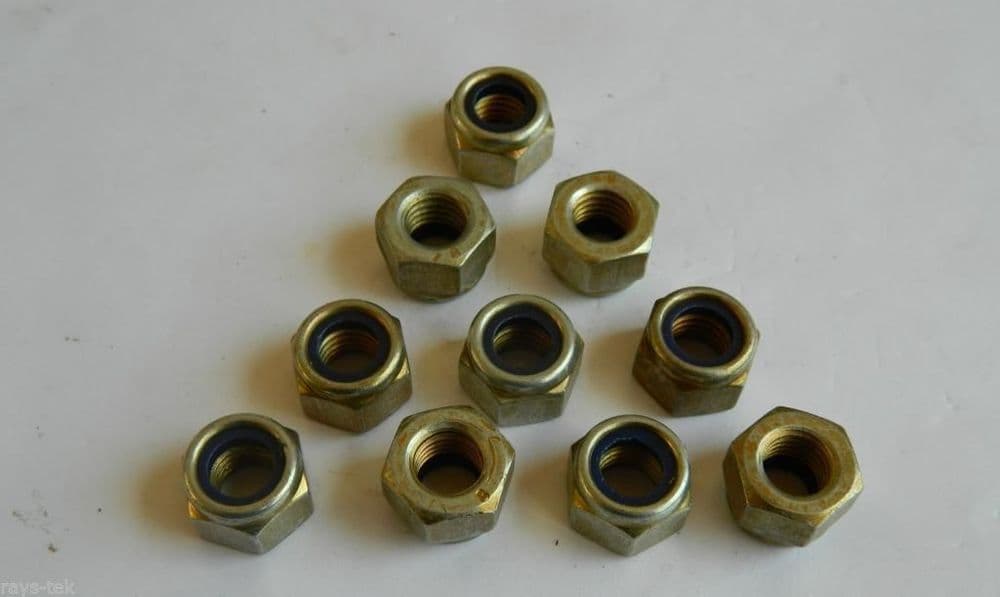 10 x M12 Nylon Insert Lock Nuts Nyloc Nuts Cadmium Plated Metric M12-1 ...