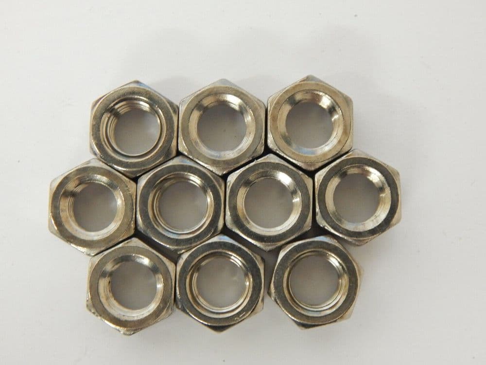 10 x Stainless Steel Aircraft Plain Hex Nuts 3/8" UNC I7