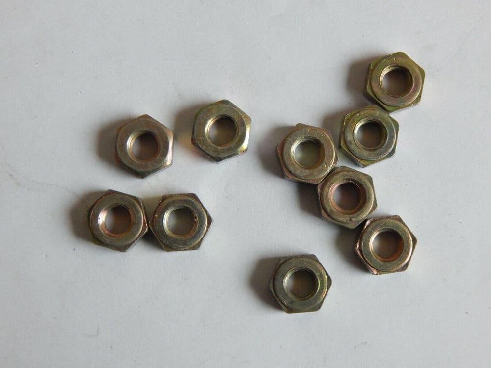 10 x Steel Aircraft Hex Nuts 1/4" BSF 0 2" Height N10