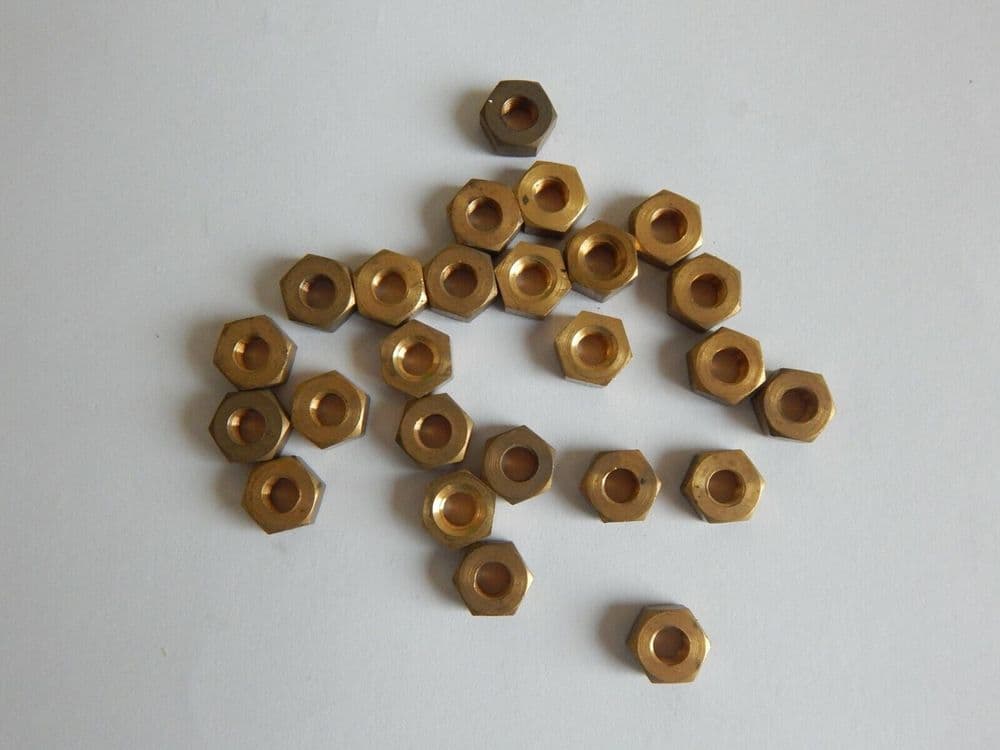 25 x Brass Aircraft Hex Nuts 2BA Thread 11/64& x22; Height CN1A-10
