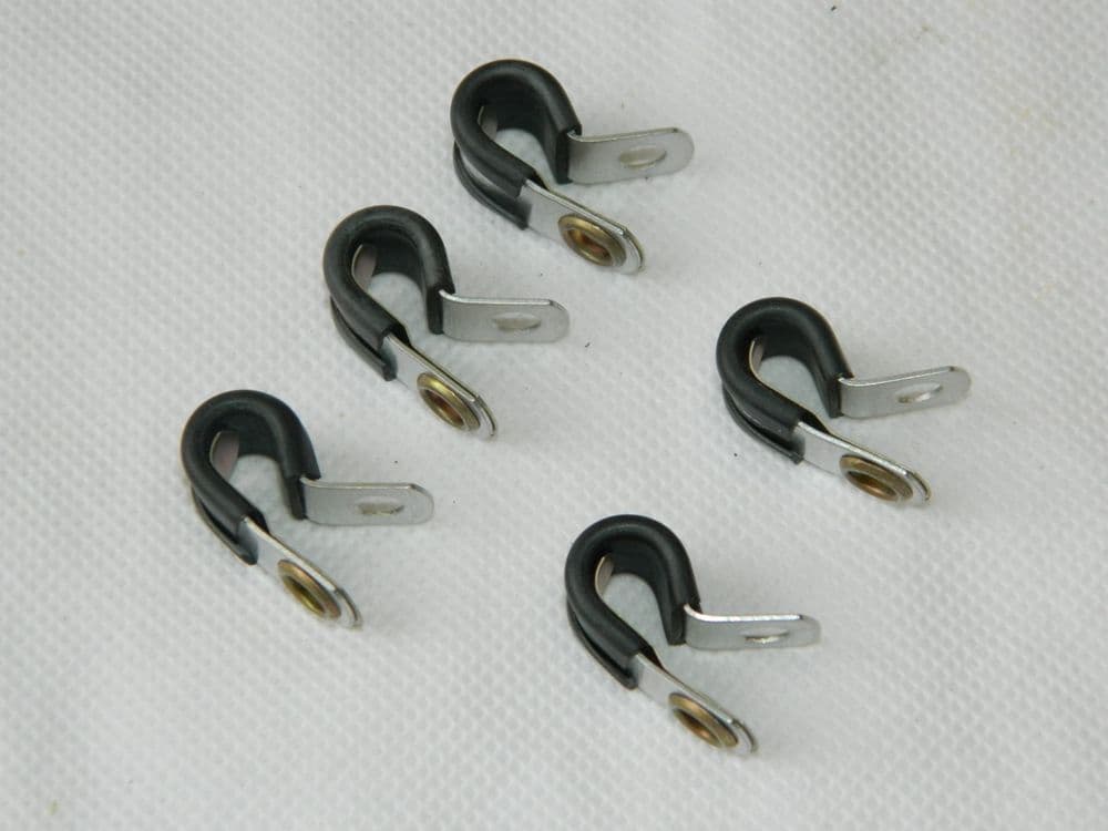 5 x 1/4" Aircraft P Loop Clamp With Earthing Tongue Rubber Covered 1R8D