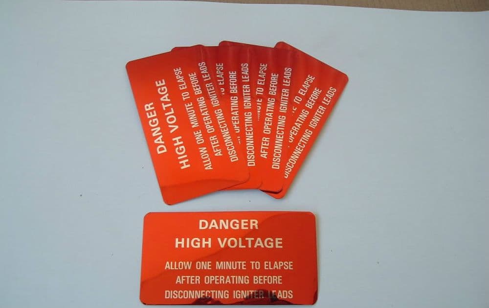 5 x Adhesive Label "Danger High Voltage" For Aircraft Ignition System 1R10C
