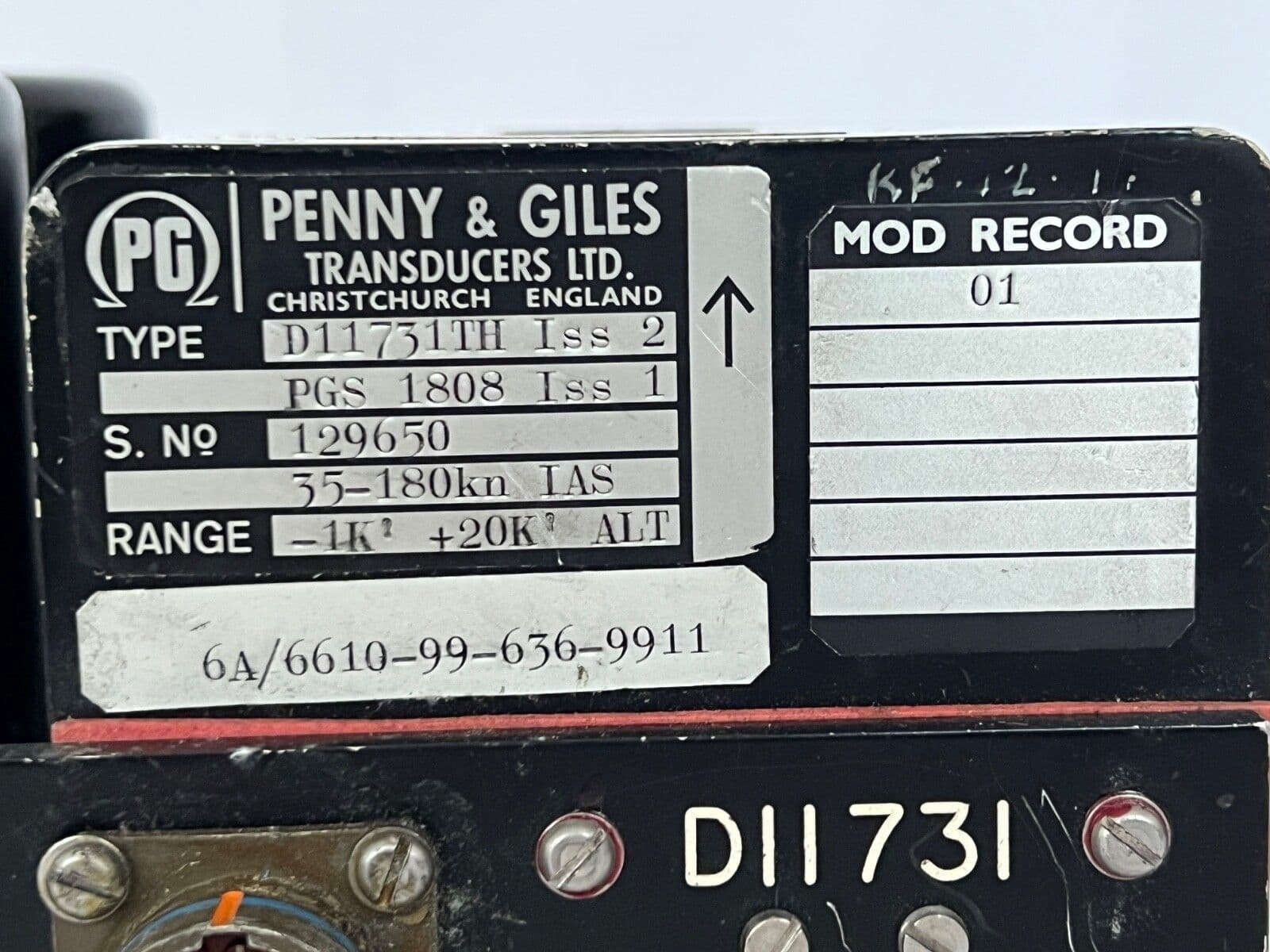 Aircraft Air Data Unit Part No D11731TH D6D
