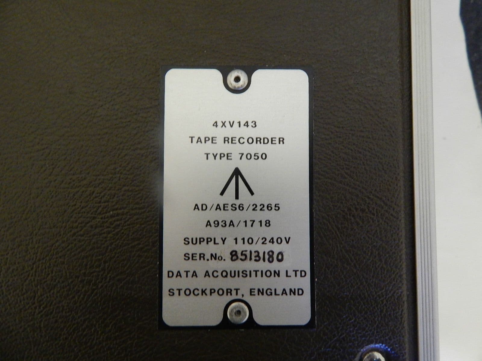 Aircraft Airborne Instrumentation Tape Recorder Part No Type DA 7050 1R15A
