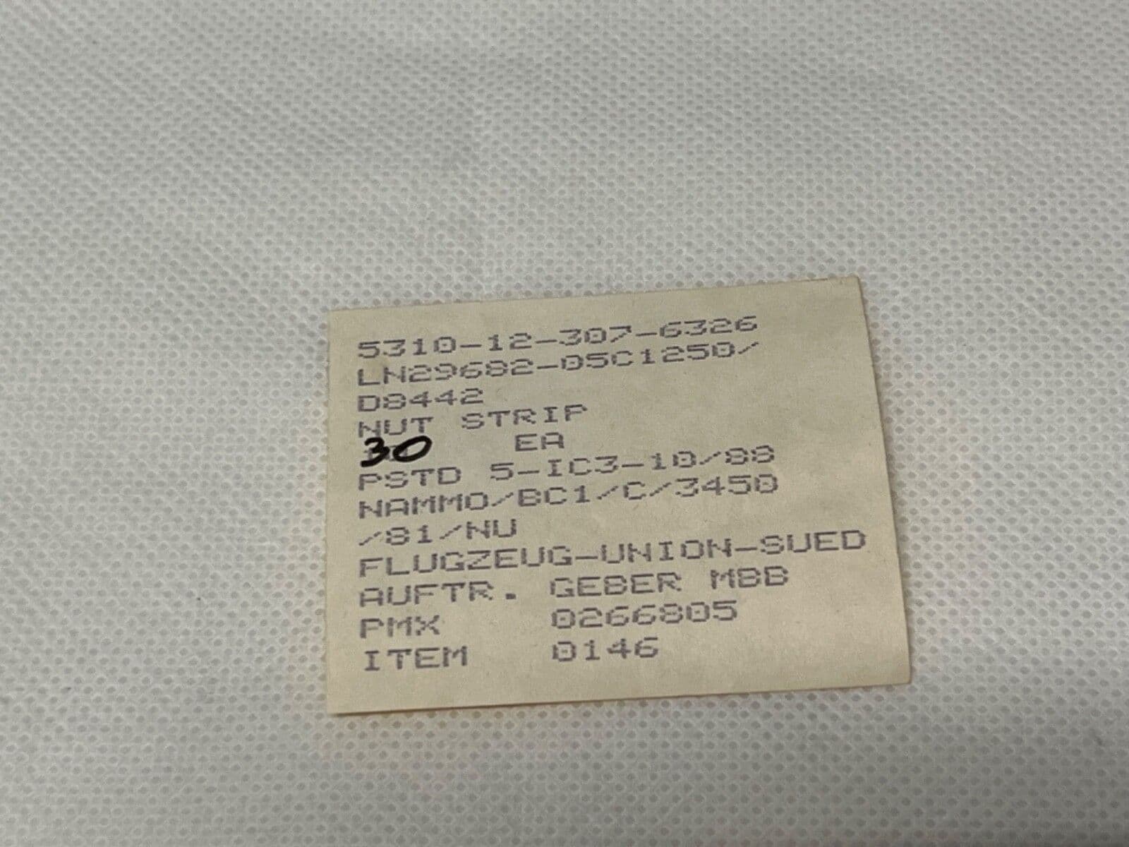 Aircraft Aluminium M5 Anchor Nut Strip Mounting Rail With 13 Nuts PL1